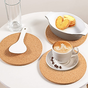 Round Cork Trivet Set of 6 Pieces Heat for Kitchen Holder for Hot Dishes, 7.1X0.4 Inches Hot Plate Coaster Pads for Tables, Natural Heat Resistant Cork Placemat for Plants