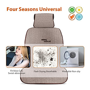 Sojoy Car Seat Covers Full Set Universal Fit Four Seasons Car Seat Towel Protector Easy to Use with Non-slip Bottom (Brown and Tan)