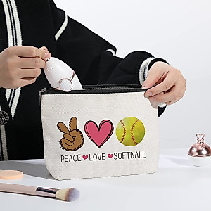 kdxpbpz Softball Gifts Makeup Bag Inspirational Gifts for Women Her Softball Lovers Mom Grandma Sister Birthday Gifts for Female Coworker Friend BFF Besties