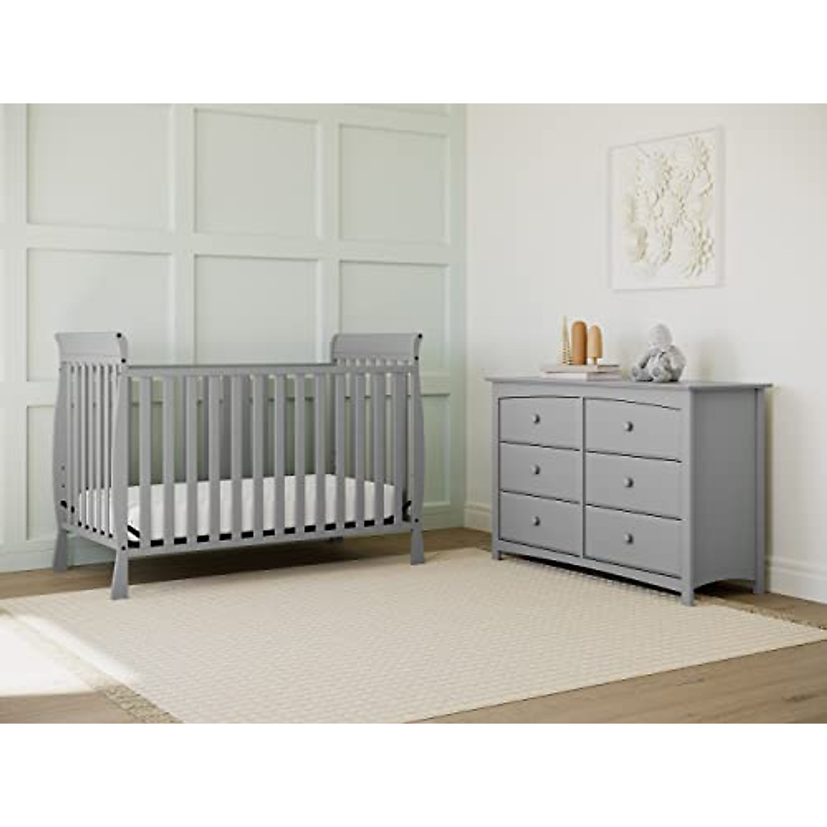 Storkcraft Maxwell Convertible Crib (Pebble Gray) – GREENGUARD Gold Certified, Converts to Toddler Bed and Daybed, Fits Standard Full-Size Crib Mattress, Classic Crib with Traditional Sleigh Design