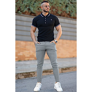 GINGTTO Grey Dress Pants for Men,Chinos Pants Men Slim Fit Stretch Size 32