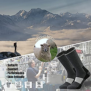 Ortis Men's Merino Wool Cushion Crew Socks with Moisture Wicking Control Light Weight Breathable for Outdoor Hiking Cycling(Mix Color2 L)