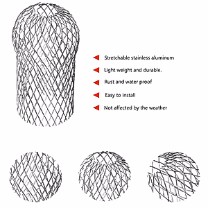 AccEncyc 4 Pcs Gutter Downspout Guards 3.5 Inch Aluminum Leaf Filter Strainer Expandable Gutter Downspout Protector for Preventing Blockage Leaves Debris