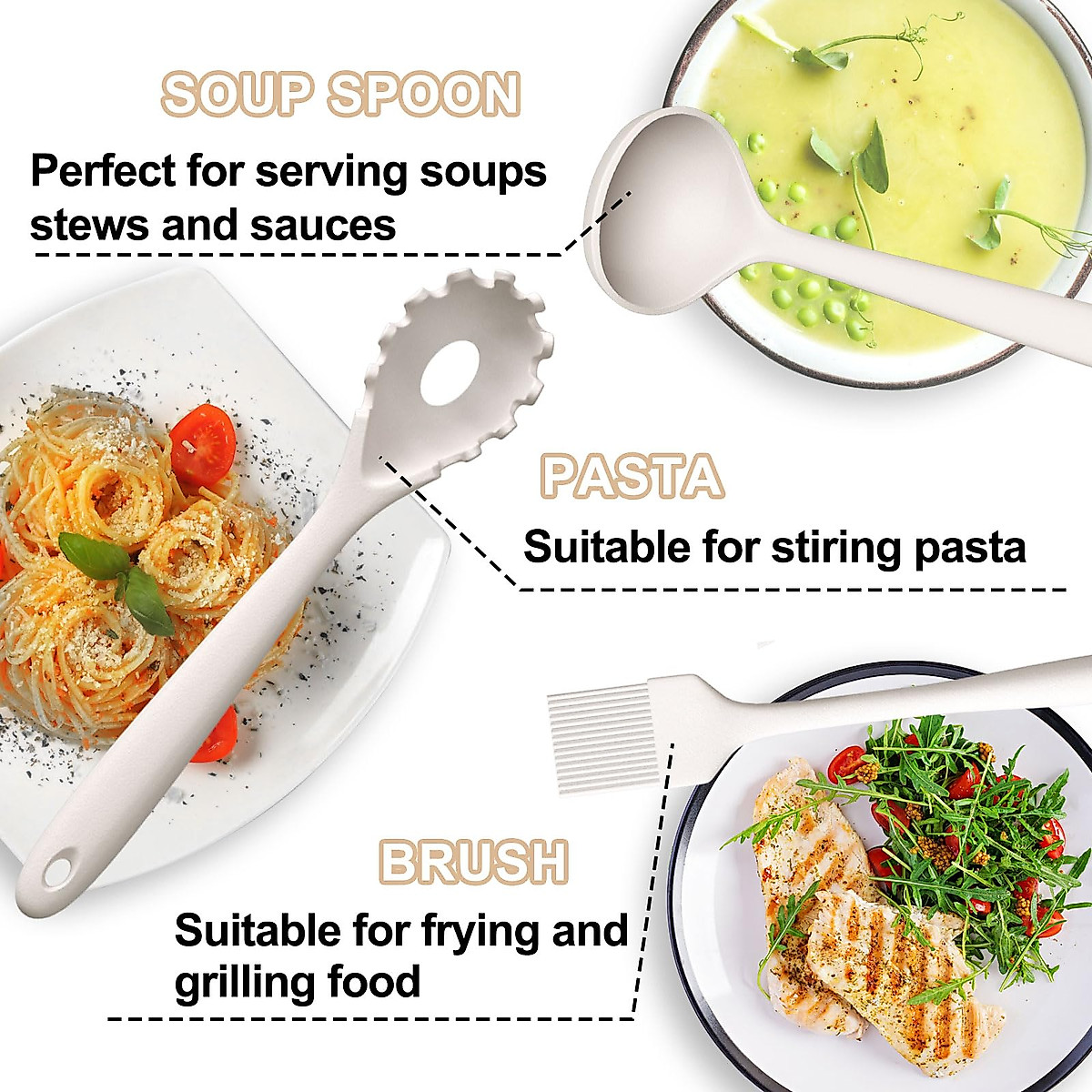 Kitchen Utensils Set, Umite Chef 22Pcs Silicone Cooking Utensils Set, Heat Resistant Silicone Kitchen Spatulas Set with Holder, White Cooking Gadgets Tools Set for Nonstick Cookware, Dishwasher Safe