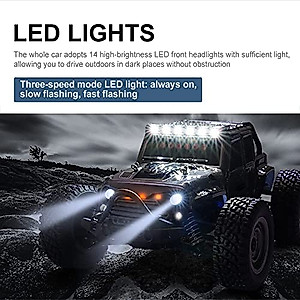 RKSTD High Speed RC Car, 1:16 Full Scale RC Off-Road Truck, All Terrain 4WD RC Truck with LED Light, Speed 38km/h Electric RC Off-Road Vehicle Toy, Gift for Adults and Kids