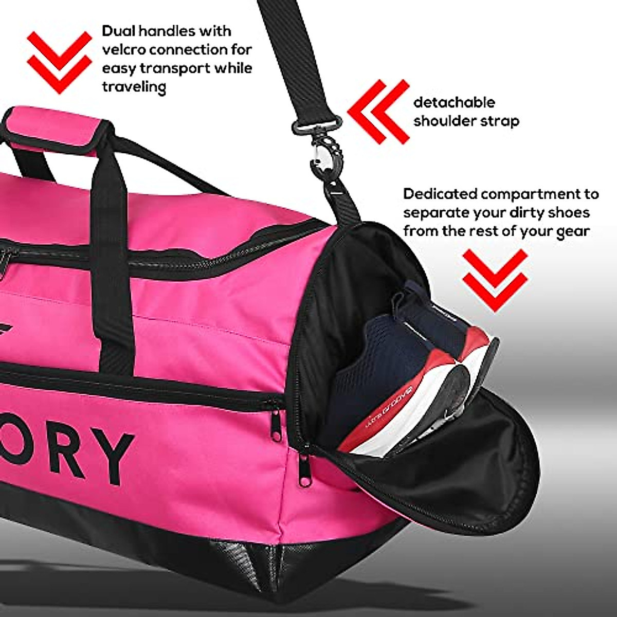 Victory Martial Arts Large Breathable Duffle Bag for MMA Gear, Boxing Gear, Gym or other Sports (Pink)