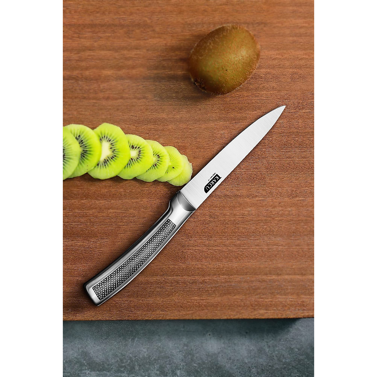 Karcu Kitchen Knife Set, German Steel Sharpener High Carbon Stainless Steel Knife Block Set