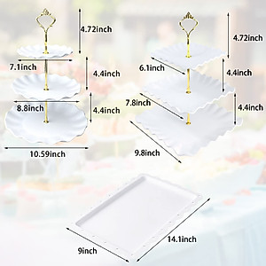 10 Pcs Cupcake Stand Set-Dessert Table Display Set-Cupcake Display Stand-Cupcake Tier Stand With 4x large 3-Tier Cupcake Stands + 6x Appetizer Trays Perfect for Wedding Baby Shower Home Birthday(Wave)
