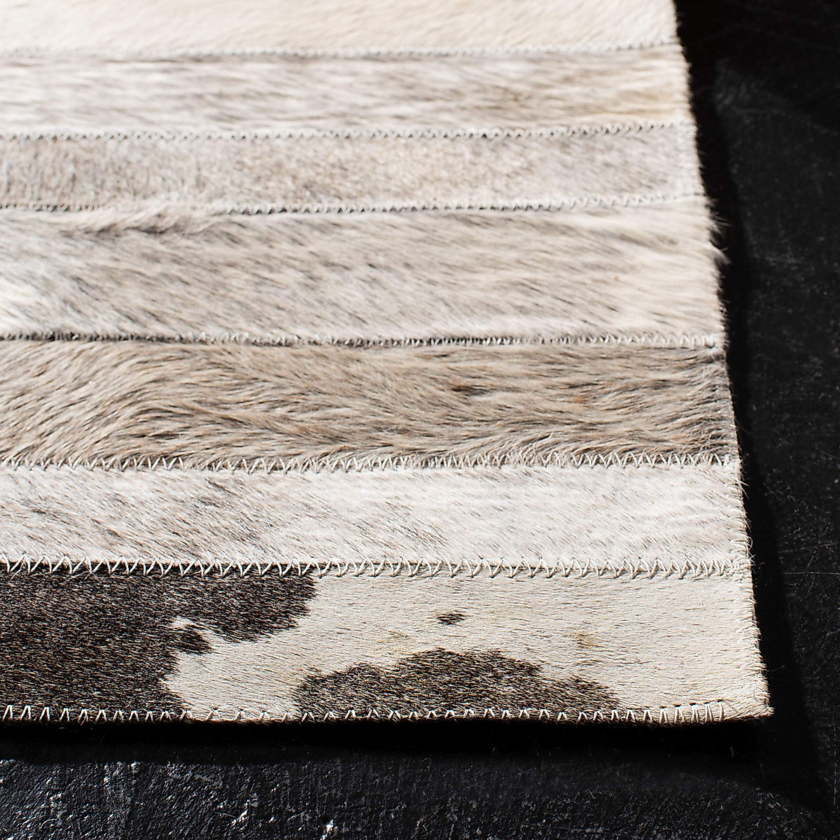 SAFAVIEH Studio Leather Collection 9' x 12' Grey/Ivory STL218A Handmade Mid-Century Modern Living Room Dining Bedroom Area Rug