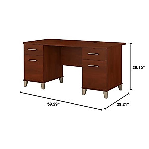 Bush Furniture WC81728 Office Desk with Drawers, 60W, Hansen Cherry