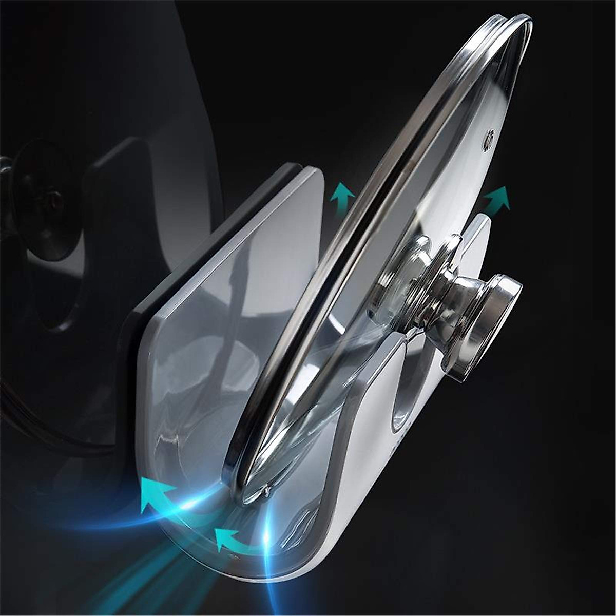 Guanniao Wall Mounted Pot Lid Rack With Four Hooks Self Adhesive Pot Lid Holder Abs Material Pot Lid Organizer