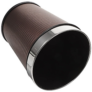 Ipetboom Pu Leather Garbage can Pu Leather Trash Can Wastebasket Garbage Container Bin Decorative Paper Basket Waste Bucket Storage Bin for Bathroom Living Room Office High Class Hotel 5L