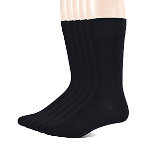Yomandamor 5 Pairs Men's Crew Dress Socks with Arch Support and Seamless Toe