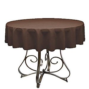 New Creations Fabric & Foam Inc 60" Round Polyester Poplin Table Overlay, Brown