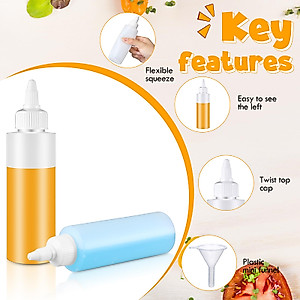 Honeydak 30 Pack Plastic Squeeze Bottles Boston Empty Dispensing Bottles Lab Dispensing Bottles with Twist Top Cap 2 Pcs Funnel for Liquids Inks Oil Sauce Condiments Arts and Crafts (White, 4 oz)