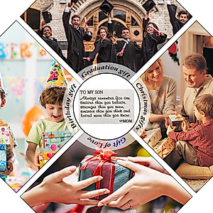 PLwelth Son Engraved Wallet Card from Mom Stainless Steel Men Boys Teen Inspirational Message Wallet Insert Card Son Gift Birthday Graduation Christmas Coming of Age Gift