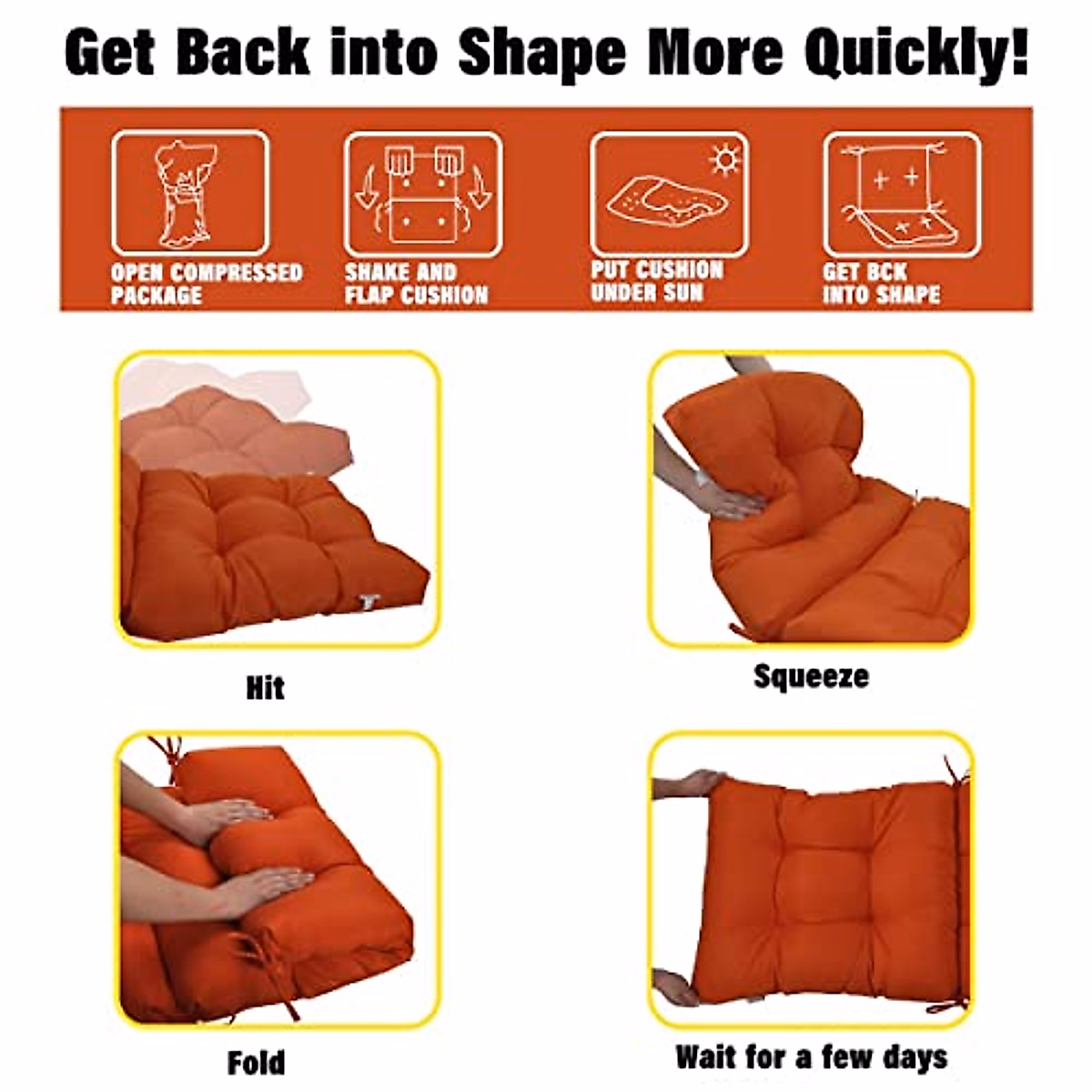 Kunste Indoor Outdoor Patio Garden Seating Cushions High Back Cushions Deep Seat Cushions Set of 4 Red