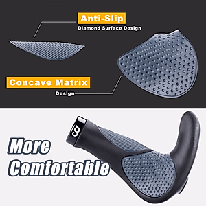 CyclingDeal Mountain Bike Bicycle Handlebar Grips - with Specialized Ergonomic & Anti-Slip Design for MTB & Hybrid Bikes - 1 Pair of Soft Gel Grips - Grips with Bar Ends