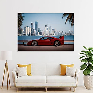 klloq Ferrari F40 Super Sports Car Poster 3 Canvas Poster Wall Art Decor Print Picture Paintings for Living Room Bedroom Decoration Unframe 24x36inch(60x90cm)