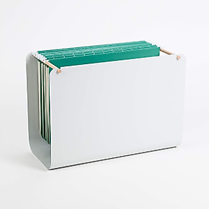 U Brands Metal Hanging File Organizer, Letter Size, Desktop Accessory, Arc Collection, Grey