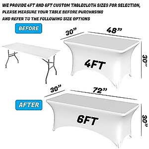 Custom Tablecloth 6FT, Personalized Customized Table Cloth Table Cover with Logo Text Photo for Universal Rectangular Tables, Washable Fitted Stretch Table Protector for Indoor Outdoor Events, Party