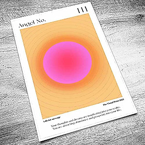 Angel Numbers Set 111,222,333 Poster Minimalist Wall Art Print, Halo Poster Aesthetic Preppy Picture for Wall Art Living Room Decor Set of 3 12"x16" Unframed.