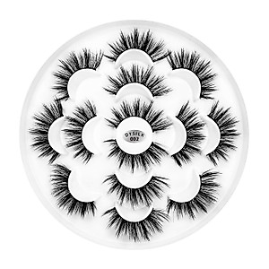 DYSILK Mink Lashes Fake Eyelashes - Wispy Lashes 7 Pairs Faux Mink Eyelashes 6D Lashes Natural Look Pestañas Postizas Wispy Eyelashes Fluffy Lashes Reusable Dramatic Lashes |002