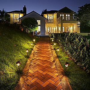 VOLISUN Solar Pathway Lights Outdoor,25 Lumens 6-Pack Solar Outdoor Light,3000K Warm White IP65 Metal and Glass Solar Garden Light Landscape Pathway Light for Walkway Driveway(Adjustable Brightness)