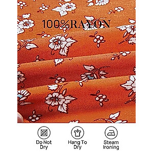 ZESICA Women's 2025 Bohemian Floral Printed Wrap V Neck Short Sleeve Split Beach Party Maxi Dress,Tangerine,Large