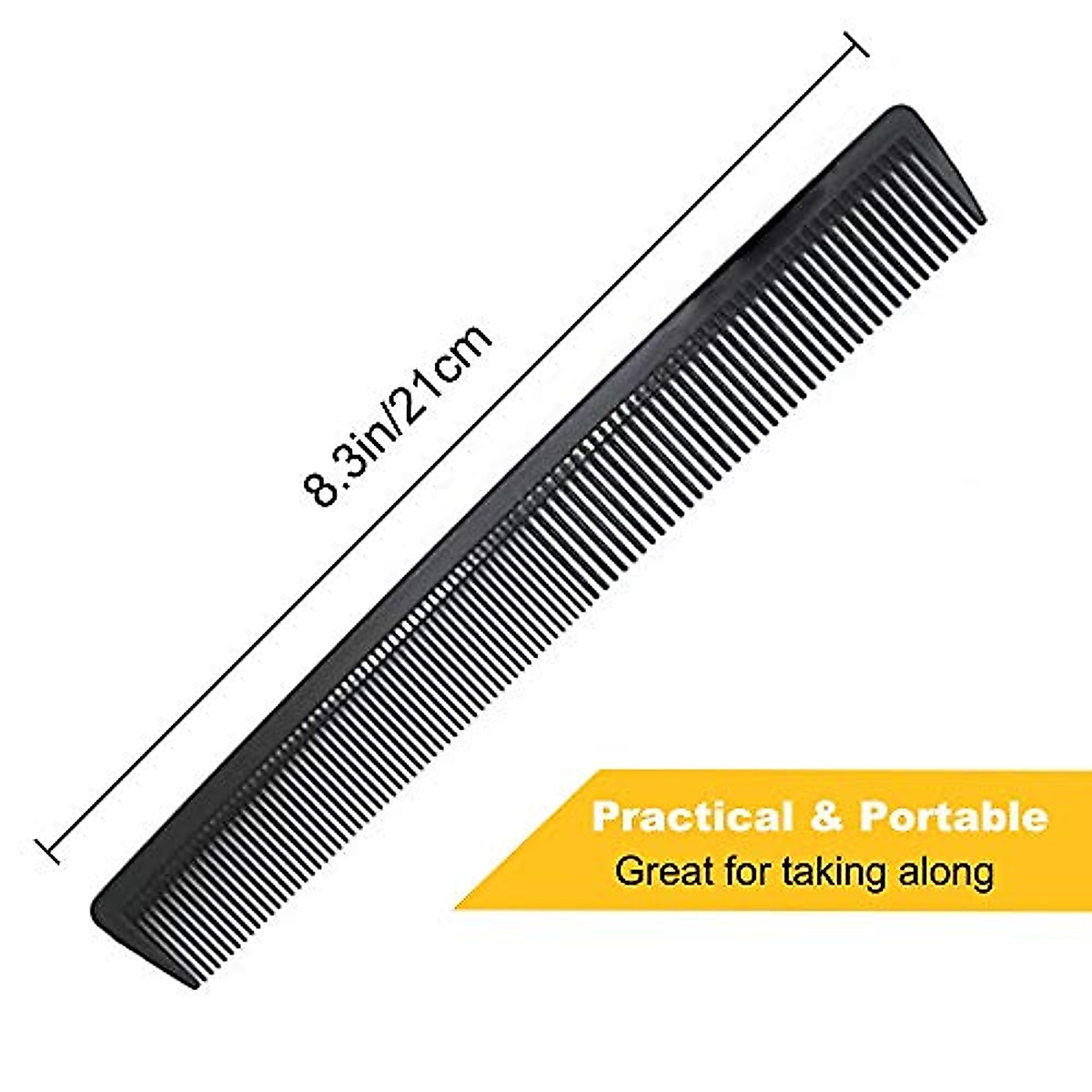 Carbon Fiber Cutting Comb, Professional 8.3” Hair Dressing Comb, Anti Static Heat Resistant Comb For All Hair Types, Fine and Wide Teeth Hair Barber Comb
