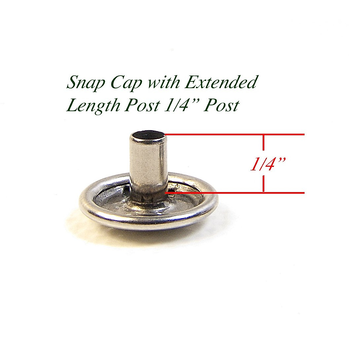 Snap Fastener Extended Length Cap has a 1/4" Post/Eyelet has a 3/8" Post - Select The Quantity That You Need (10 Piece Set)