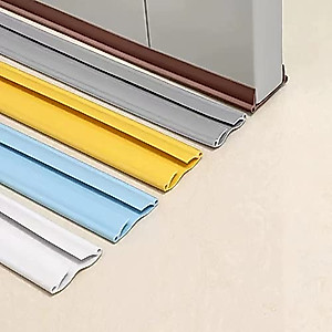 Under Door Draft Stopper, Bottom Seal Weather Stripping - Removable and Washable Insulation Noise Dustproof Strip,Yellow,Blue,Gray, White,Brownunder Bottom Door Weather Stripping (White)