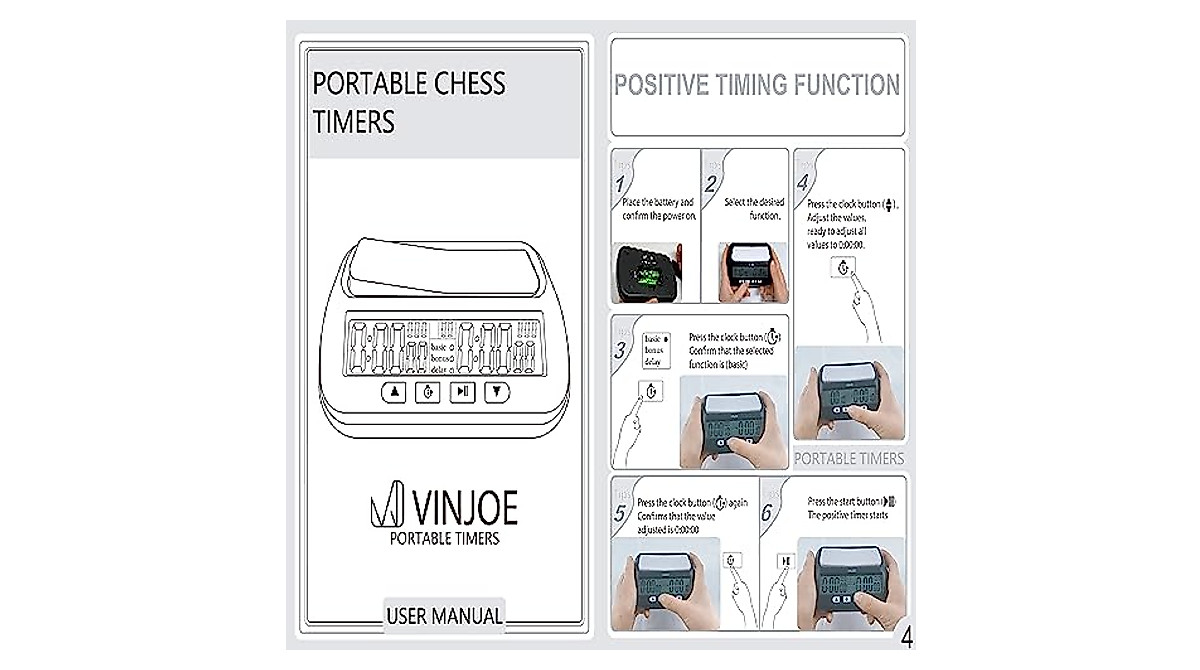 VINJOE Digital Chess Timer - Portable & Versatile Game Clock