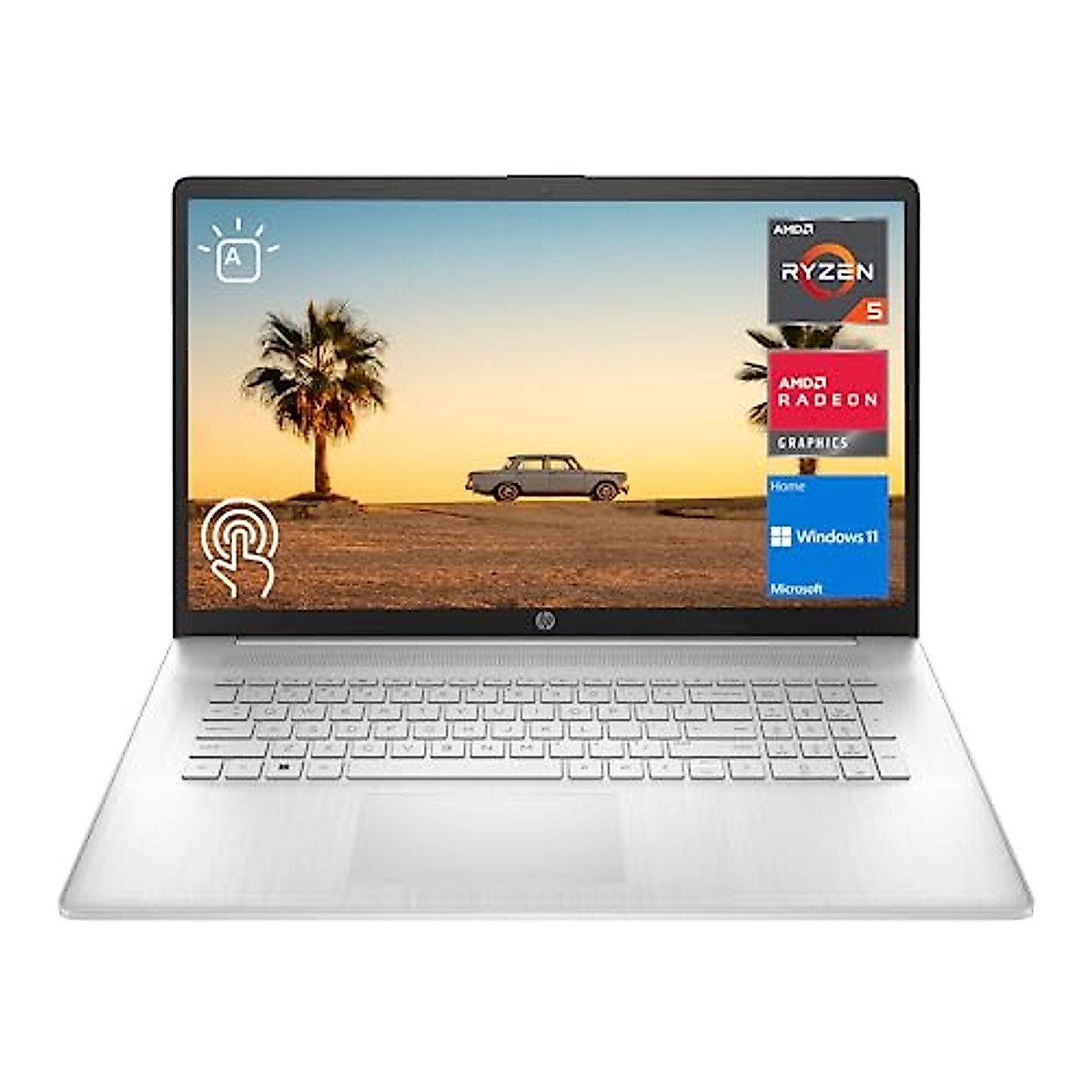 HP 2023 Newest 17 Laptop, 17.3" HD+ Touchscreen Display, AMD Ryzen 5 7530U Processor (Beats i7-1165G7), 16GB RAM, 512GB SSD, Wi-Fi 6, HDMI, Backlit KB, Webcam, Windows 11 Home, Silver, KKE Accessories