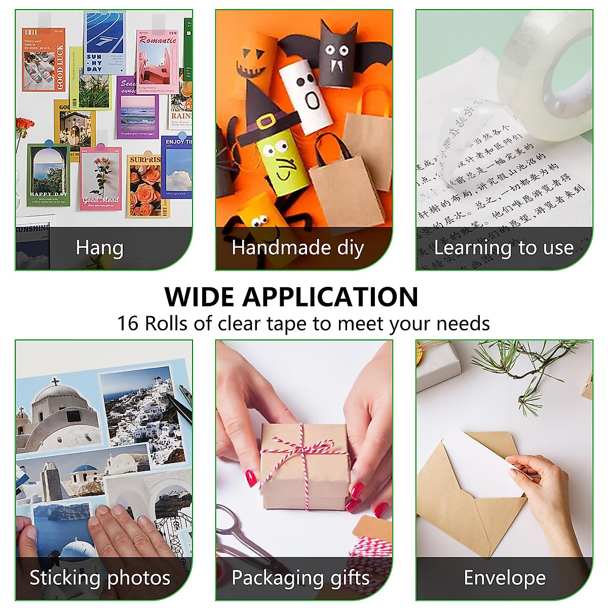 Cayxenful 12 Rolls Transparent Tape Refills, 3/4-Inch x 1000 inch Clear Tape, 1 inch Core, Clear Tape Refill Rolls for Gift Wrapping, Home, School Office Supplies