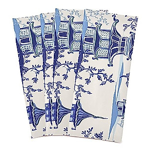 pnyoin Vintage Ink Pagodas Chinoiserie Style Kitchen Dish Towels with Hanging Loop Dishcloths Dish Rags Bar & Tea Towels Highly Absorbent Set of 4 for Cooking Drying Cleaning 18x28in