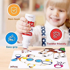 JoyCat Washable Dot Markers for Kids,8 Colors 2.1 fl.oz Non Toxic Dot Paint Markers with 123 PDF &10 Physical Activity Papers,6 Stencils,Bingo Daubers for Toddler 3+,Ideal Arts and Crafts Supplies