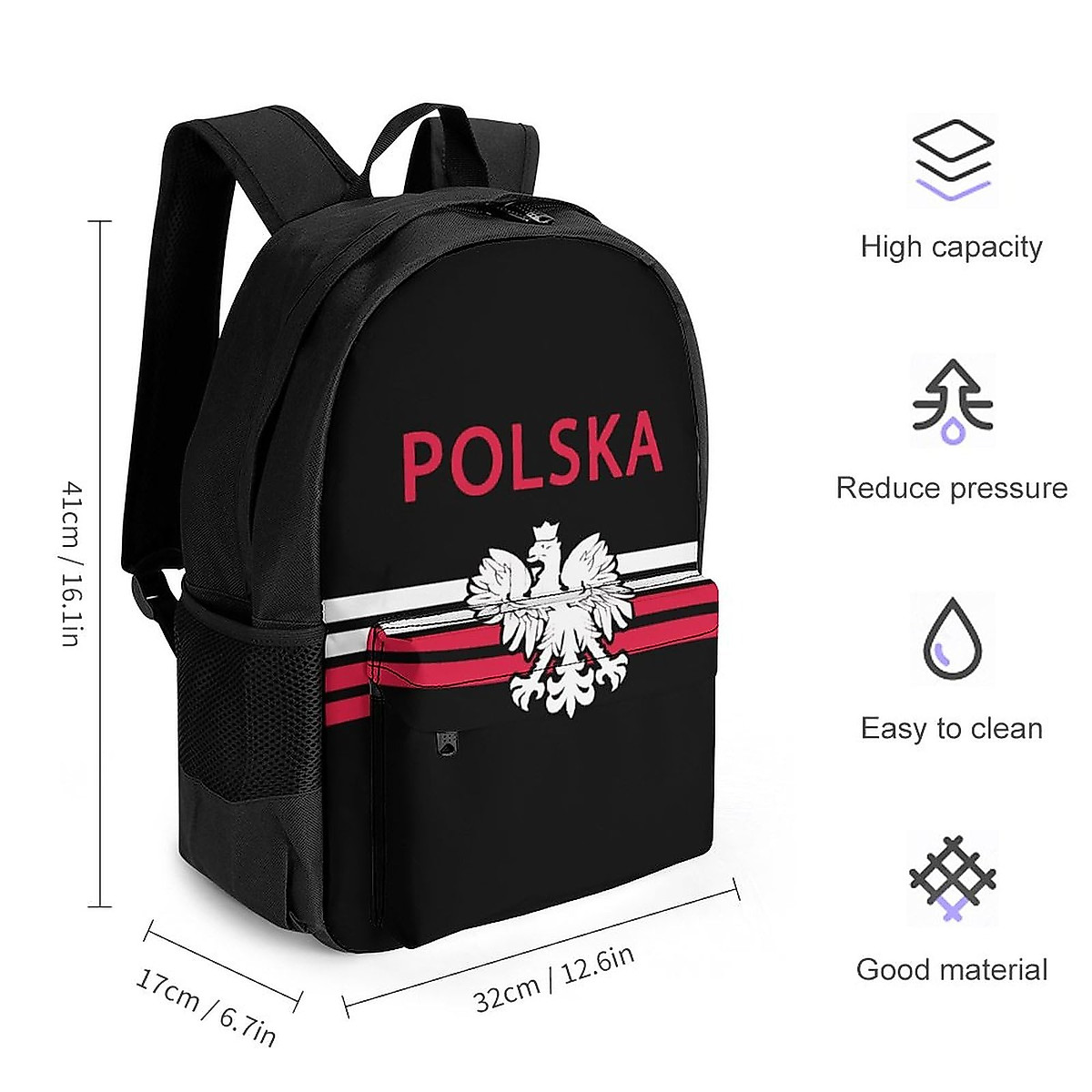 Polish Flag - Polska Eagle Laptop Backpack for Men Women Shoulder Bag Business Work Bag Travel Casual Daypacks