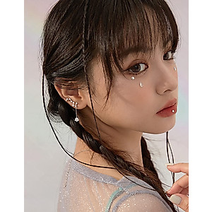 SLUYNZ 925 Sterling Silver Star Cuff Earrings Dangle Chain for Women Big Dipper Crawler Earrings Wrap Star Dangle Earrings (A-Silver)