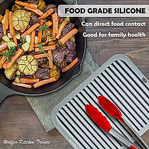 Walfos Silicone Trivets for Hot Pots and Pans - Heat Resistant Hot Pads for Kitchen Counter- 4 Pcs Multi-Purpose & Versatile Trivet Mat - Durable & Flexible Silicone Hot Pad（Gray）