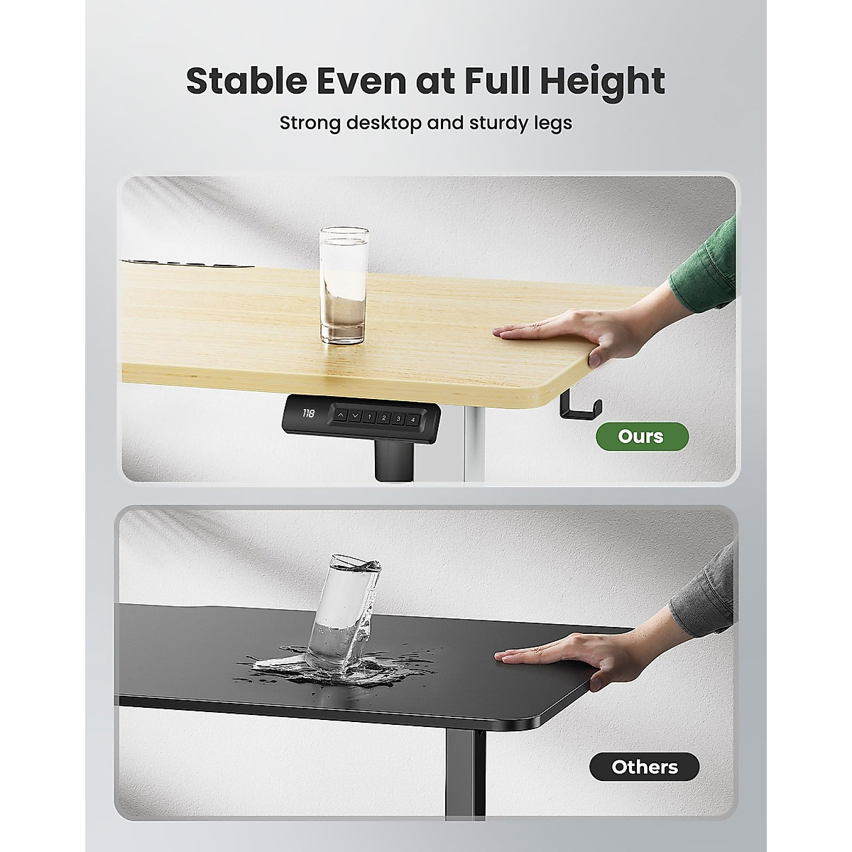 Marsail Electric Standing Desk, 48 * 24 Inch Standing Desk Adjustable Height, Stand up Desk for Home Office Furniture Computer Desk 4 Memory Presets with Headphone Hook