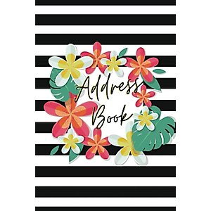 Address Book: Simple 6" x 9" Small Address and Telephone Journal and Alphabetical Tabs, Address and Birthday book Book with Tabs for Women , Address & ... with Tabs (Address Book Black Floral Design )