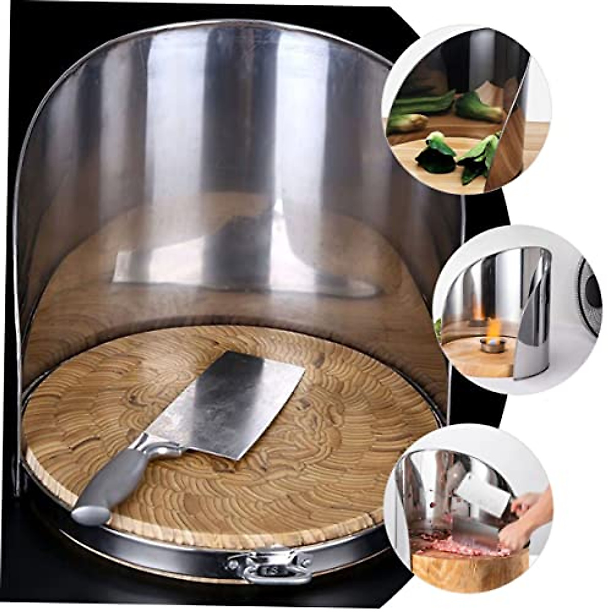 Zerodeko Chopping Board Guard Butter Board Cooking Sink Screen Round Cutting Board Metal Screen Dirt Spatter Guard Chopping Board Oil Baffle Kitchen Grease Shield Screen Barrier Safety Mask