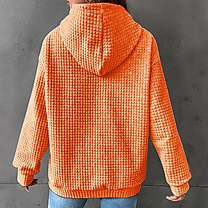Oversized Sweatshirt for Women Waffle Knit Tops Trendy Casual Long Sleeve Crewneck Shrits Dressy Womens Fashion Plus Size Essentials Hoodie Pullover Fall Clothes 2023 Sweaters(A Orange,3X-Large)