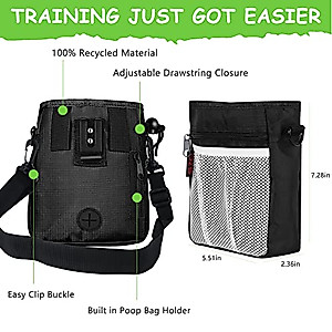 Dog Treat Pouch - 3 Ways to Wear Treat Pouches for Pet Training and 2 Pieces Clicker Taining for Dogs, Dog Training Treat Pouch Bag and Dog Clicker for Training with Waist Belt Shoulder Strap - Black