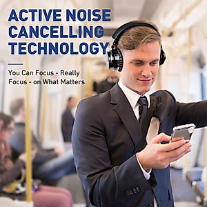 Tapela E7 Wireless Active Noise Cancelling Headphones, Over Ear Bluetooth Headphones with Microphone, 28H Playtime, Deep Bass, Comfortable Protein Ear Cups, for Travel, Home Office - Titanium Black