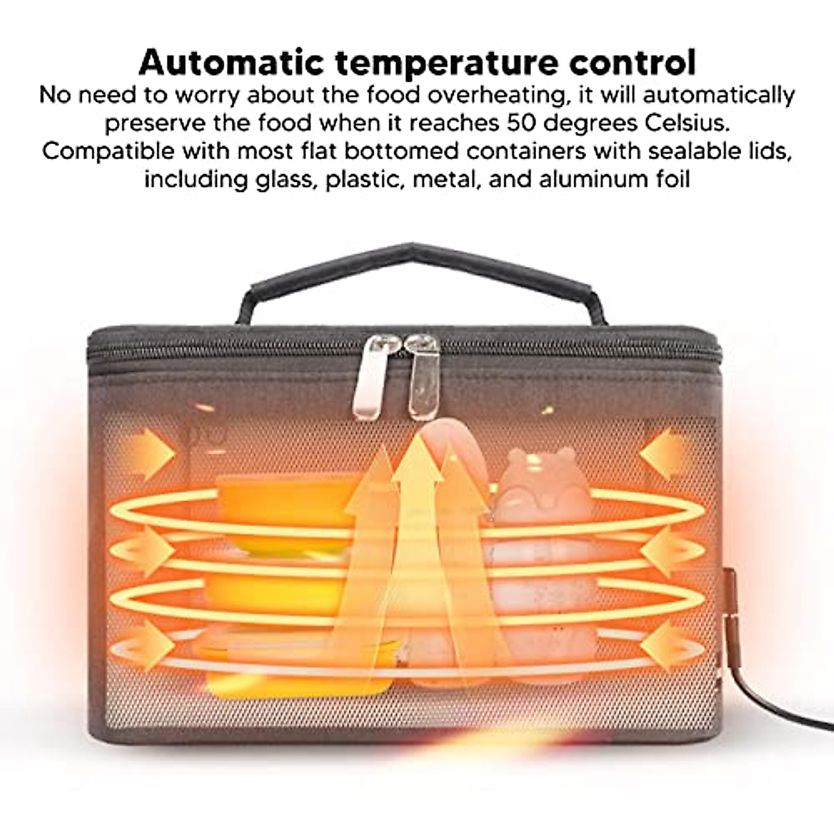 USB Heating Lunch Box Bag, Heated Lunch Box Portable Food Warmer Lunch Box Warming Lunch Box Waterproof Oxford Cloth Food Heated Thermal Bag USB Powered Lunch Box Warmer for Outdoor Picnic Office
