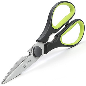 PAUDIN Kitchen Shears, Premium Stainless Steel & Ultra Sharp Shears Come Apart with Comfortable Grip, Multipurpose Utility Food Scissors for Meat, Pizza, Chicken, Fish, Salad, Herbs, BBQ, Black Green