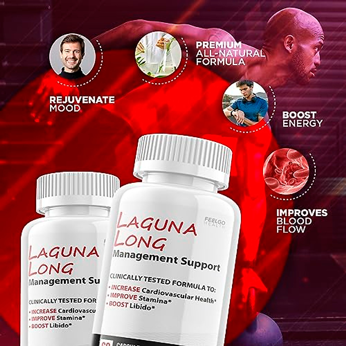 feelgo 2 Pack - Laguna Long Male Supplement, Laguna Long Pills, Laguna Long Male, Laguna Long for Men, Laguna Long Power, Sleeve, for 60 Days