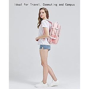 LUCKGLOW Travel Backpack for Women, Pink, Carry on Backpack, Laptop Backpack 15.6 Inch, Travel Essentials, Casual Daypack Backpack